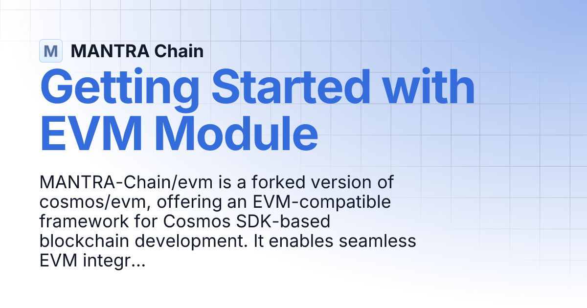 Getting Started with EVM Module on DuKong Testnet | MANTRA Chain